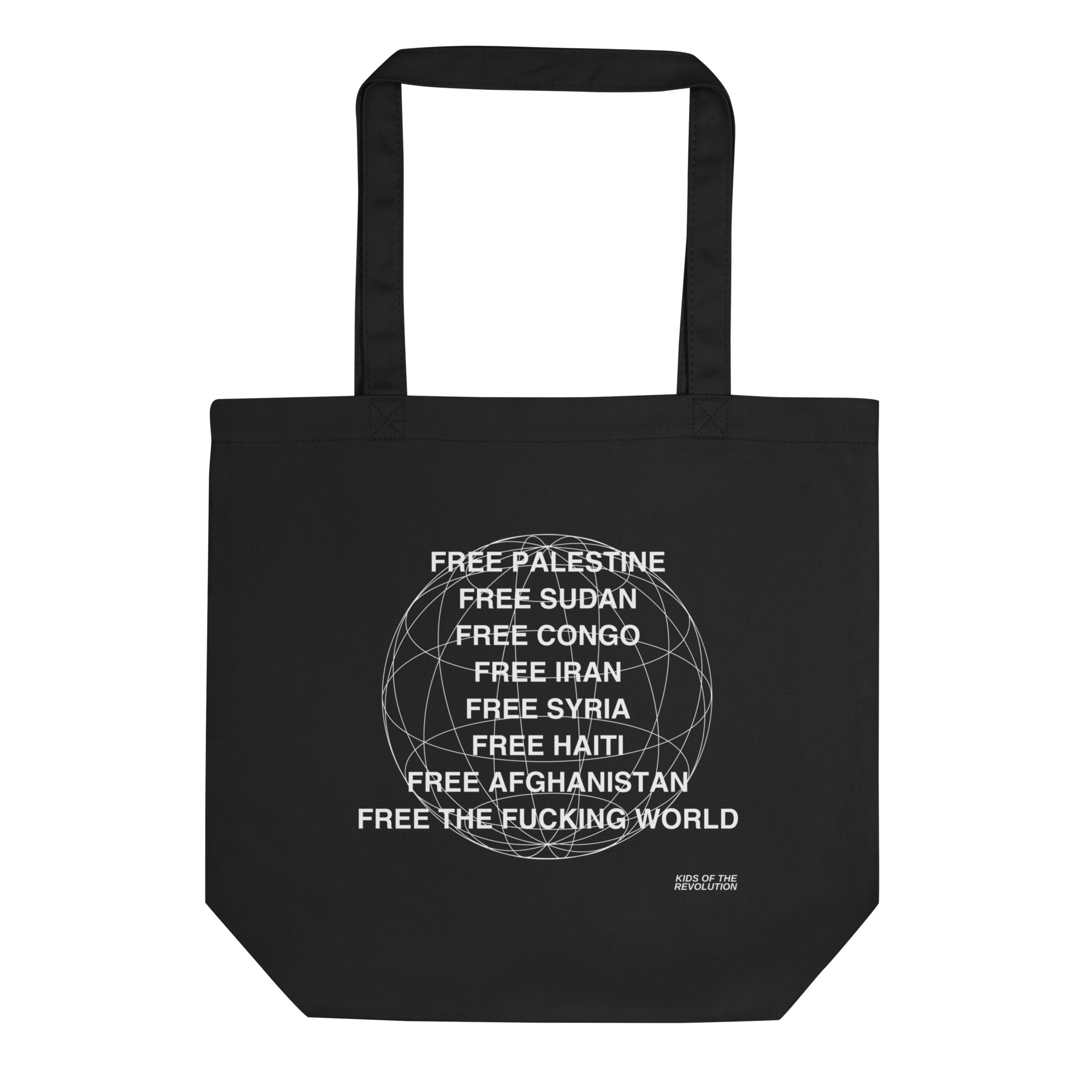 FREE THE WORLD TOTE BAG - BLACK – KIDS OF THE REVOLUTION